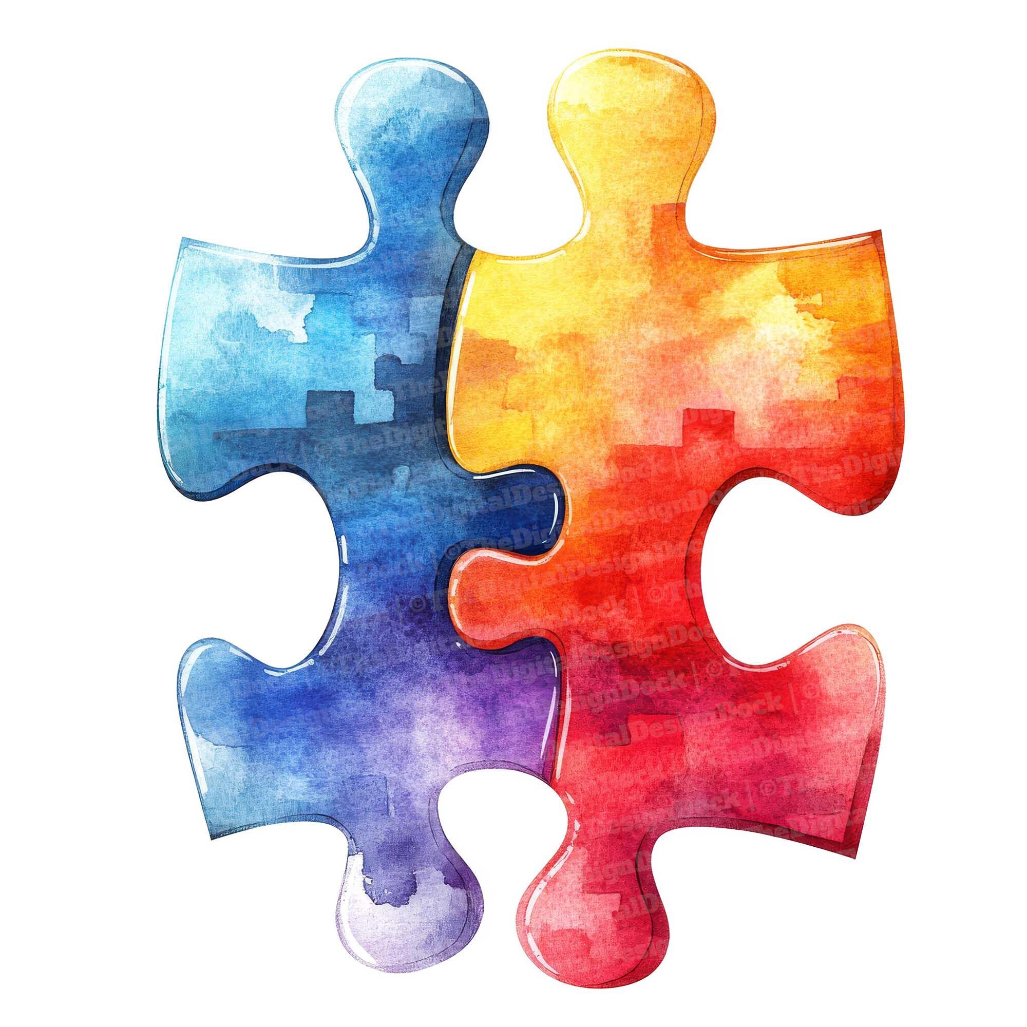 FREE to Charity, 12x Autism Awareness Clipart, Watercolor Autism Jigsaw ...