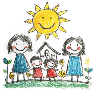 12x Family Drawing Clipart, Children Crayon Art, High Quality Jpgs ...