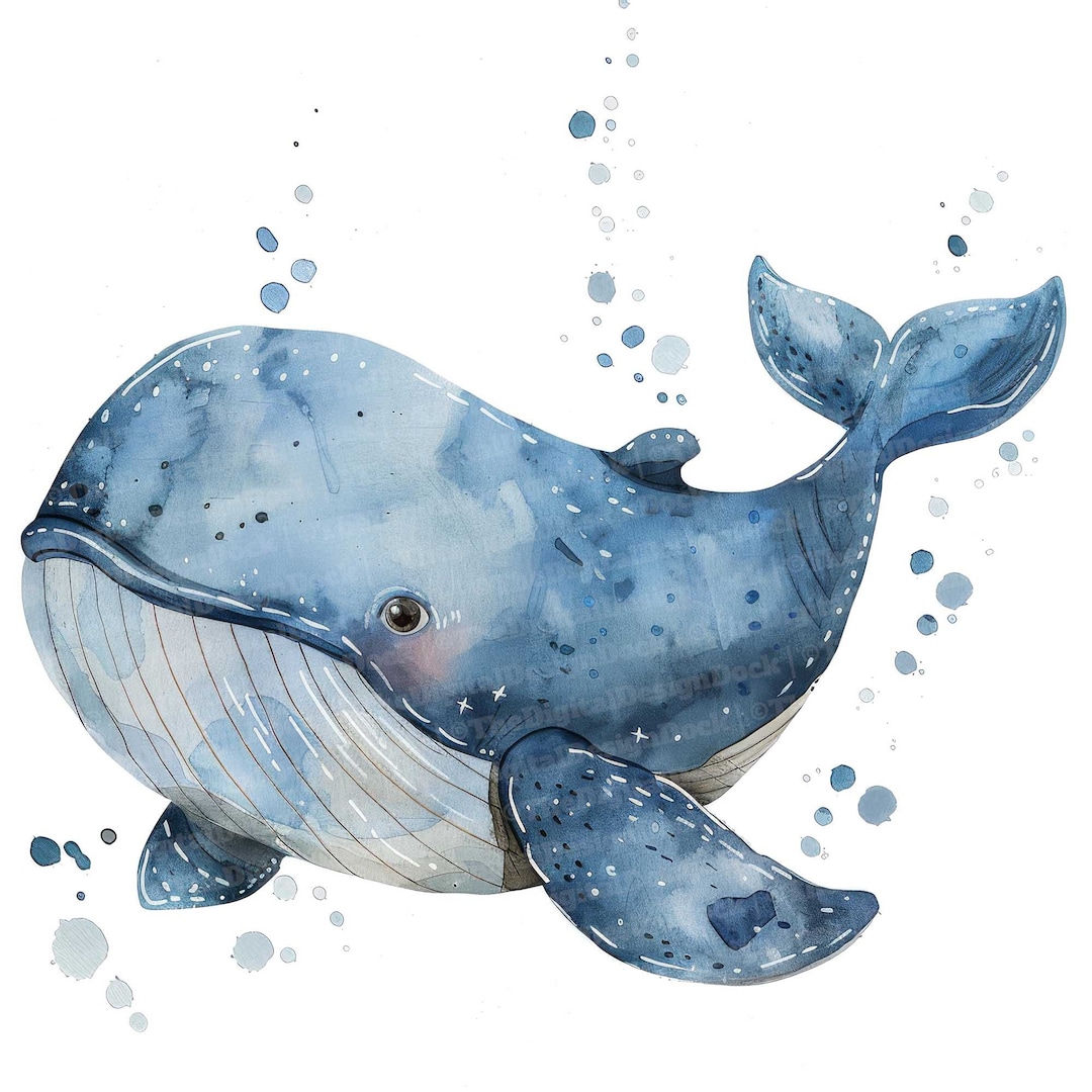 12x Nursery Whale Clipart, Cute Sea Animal Clipart, Printable ...