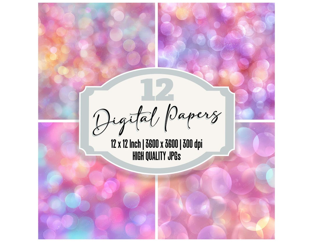 12x Pastel Bokeh Lights Junk Journal Paper Dreamy Glow Circles Digital ...