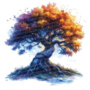12 Fantasy Tree Clipart, Colorful Magical Tree, Printable Watercolor ...