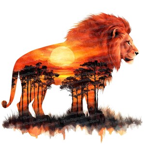 Lion Safari Clipart, 12 High Quality, Watercolor African Scene, Digital ...