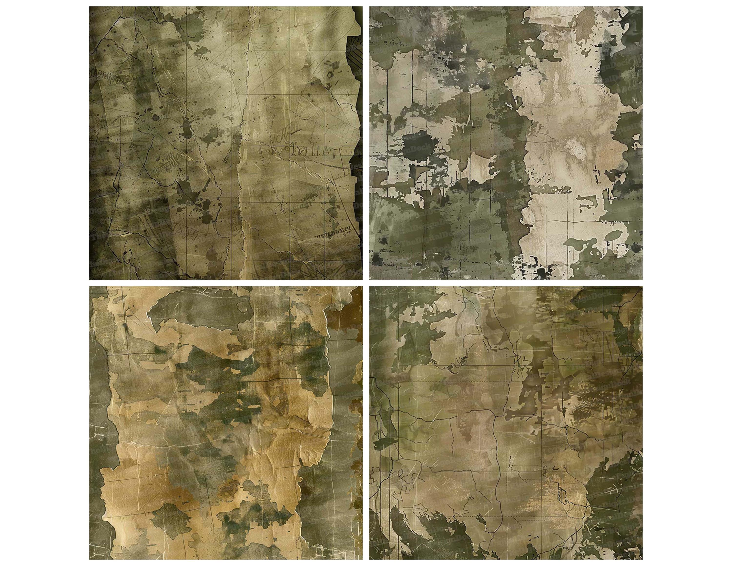 12x Military Maps Junk Journal Paper, Olive Maps Khaki Camouflage ...