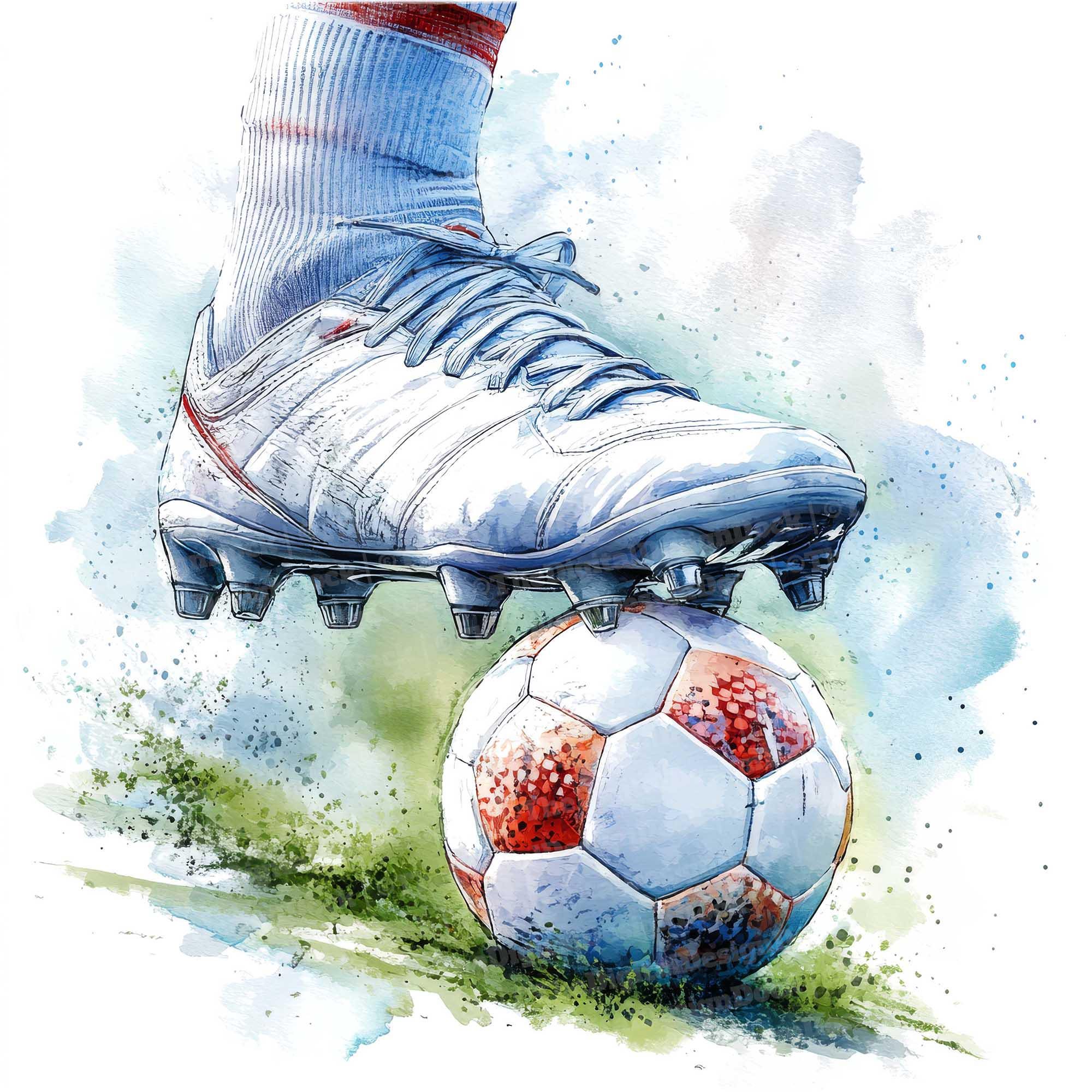 Soccer Clip Art, 12x Football Watercolor Clipart Set, Printable Sports ...