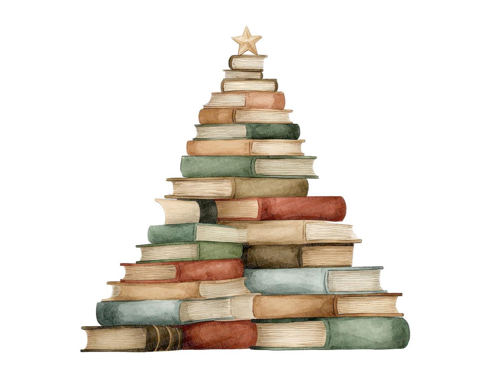Book Stack Christmas Tree PNG Clipart, 12x Vintage Book Tree Clip Art ...