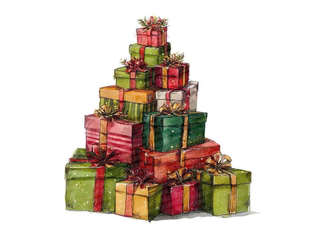 Christmas Gift Stack PNG Clipart, 12x Holiday Present Tree Clip Art Set ...