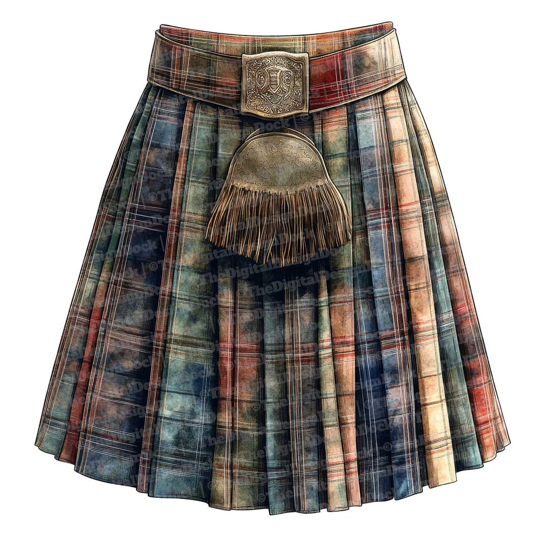 12 Highland Kilt Clipart, Watercolor Scottish Kilt Art, Printable ...