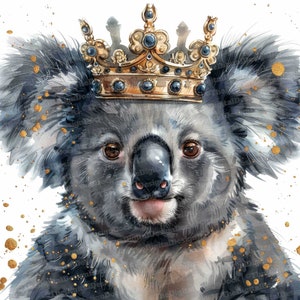 Cute Koala Clipart, 12 Jpgs, Koala Crown Clipart, Printable Watercolour ...