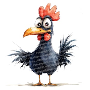 Funny Chicken Clip Art, 12x Watercolor Silly Chicken Clipart Set, Farm ...