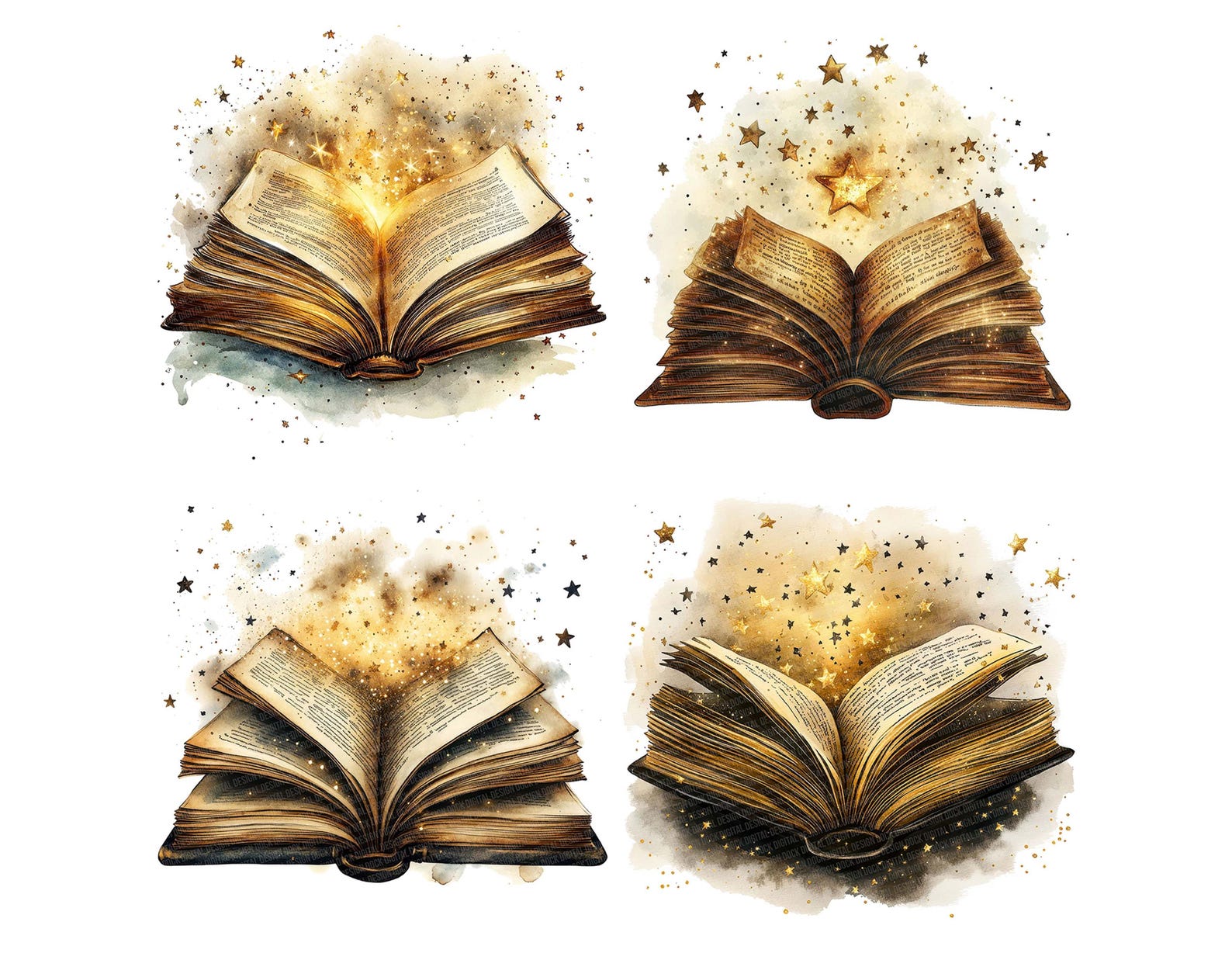 Magical Book PNG Clipart, 12x Fantasy Open Book Clip Art Set, Printable ...