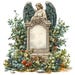 12 Angel Memorial Clipart, Floral Gravestone Clipart, Printable ...