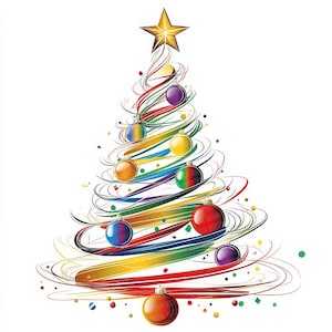 Christmas Tree PNG Clip Art, 12x Abstract Holiday Tree Clipart Set ...