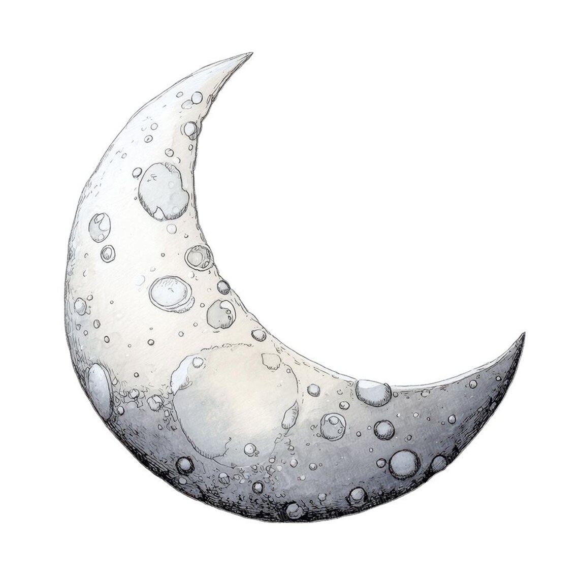 Crescent Moon PNG Clipart, 12x Lunar Clip Art Set, Printable Watercolor ...