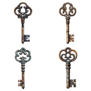 12 Antique Key PNG Clipart, Vintage Ornate Keys Art, High Quality Clip ...
