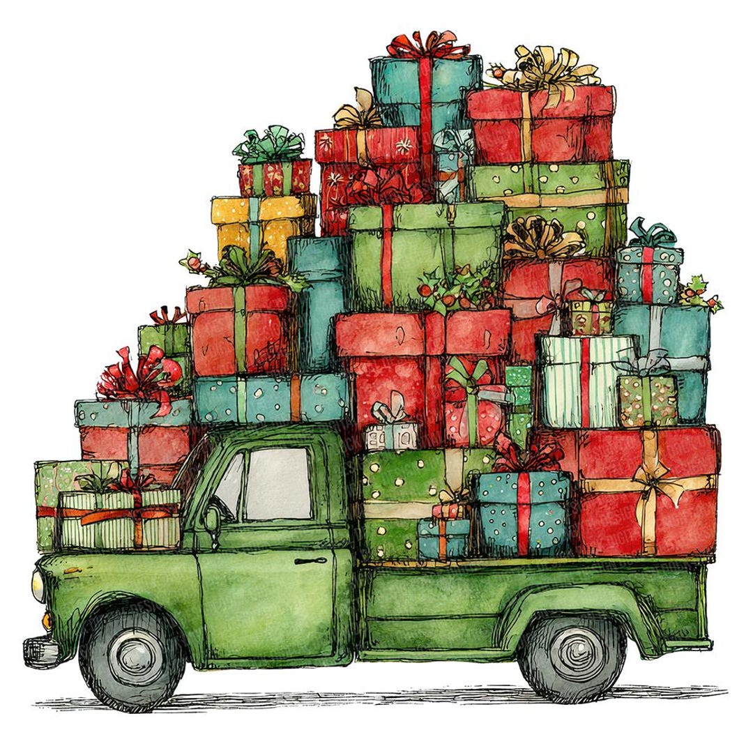 Lorry With Gifts PNG Clipart, 12 Christmas Truck Clip Art Set ...