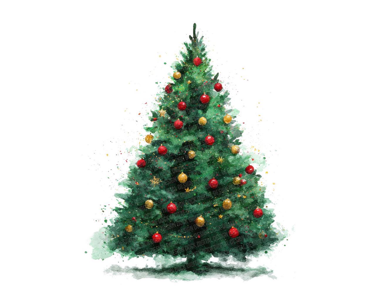 Classic Christmas Tree PNG Clipart, 12x Holiday Tree Clip Art, Red and ...