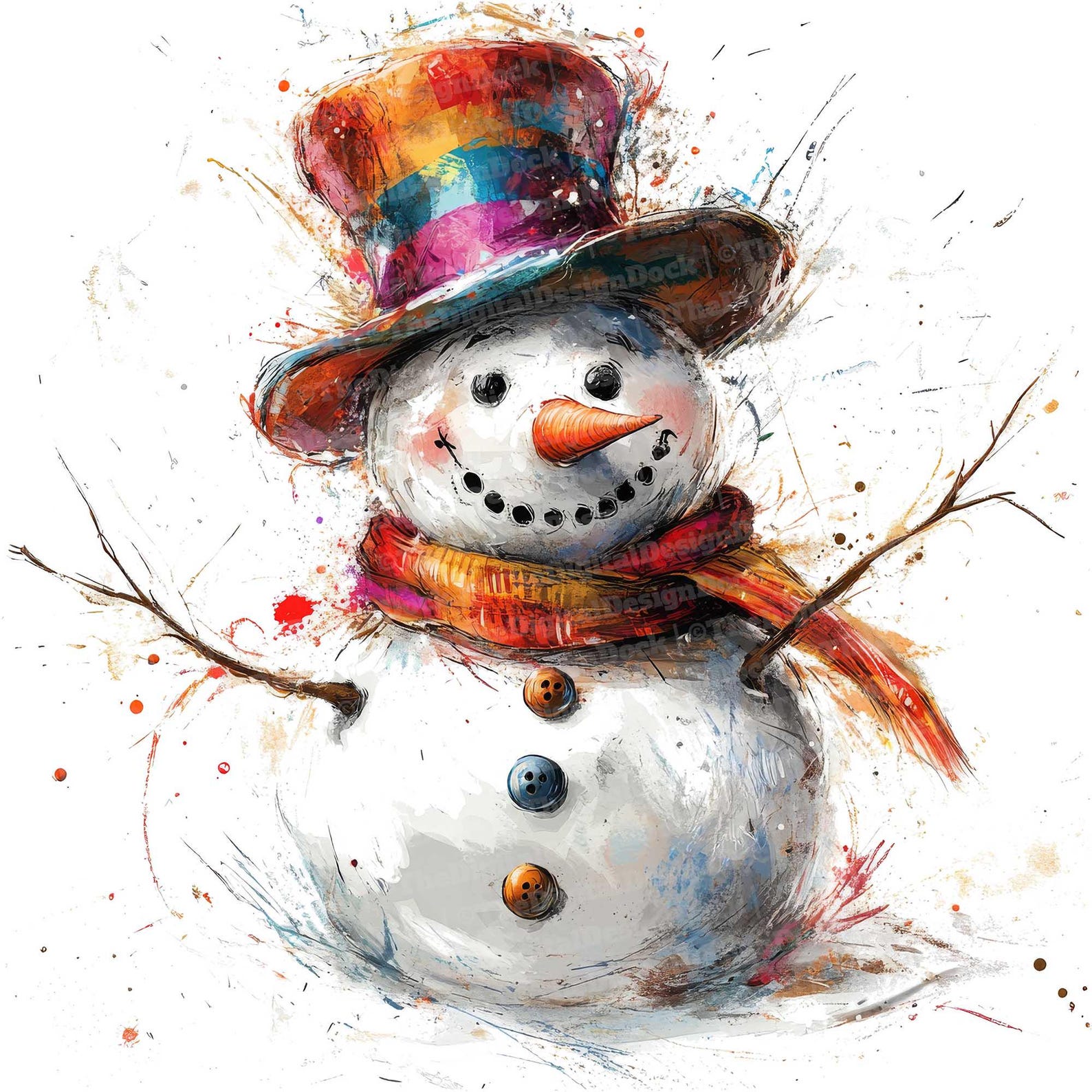 12 Snowman Clipart, Watercolor Winter Character, Printable Watercolor ...