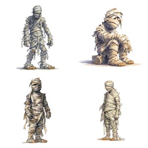 Mummy PNG Clipart, 12x Halloween Monster Clip Art Set, Printable ...