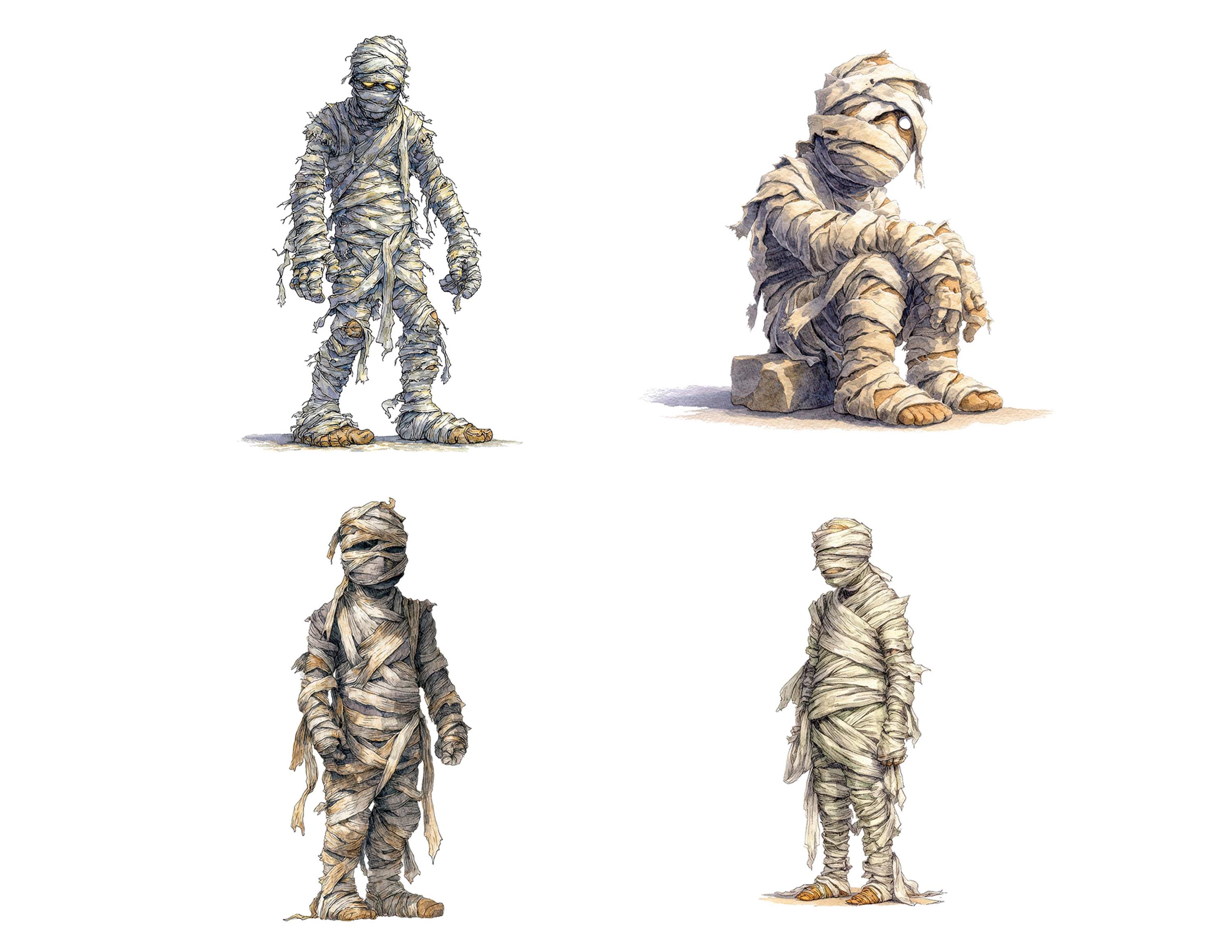Mummy PNG Clipart, 12x Halloween Monster Clip Art Set, Printable ...