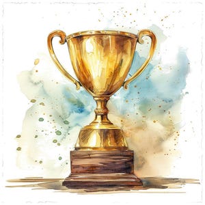 Gold Trophy PNG Clipart, 12x Classic Award Cup Art Set, Printable ...