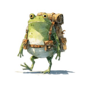 Frog PNG Clipart, 12x Backpack Animal Art Set, Printable Watercolor ...