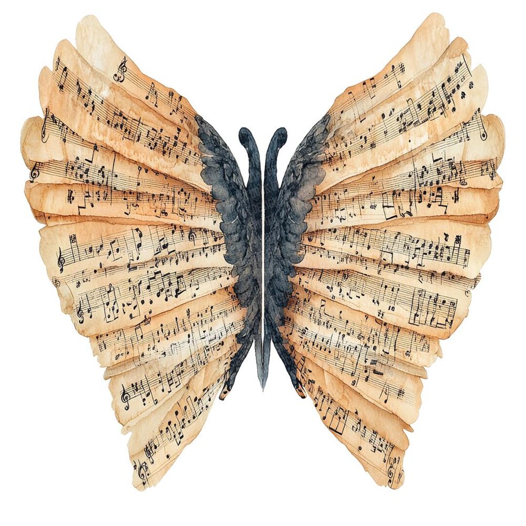 Music Sheet Angel Wings PNG Clipart, 12x Watercolor Vintage Clip Art ...