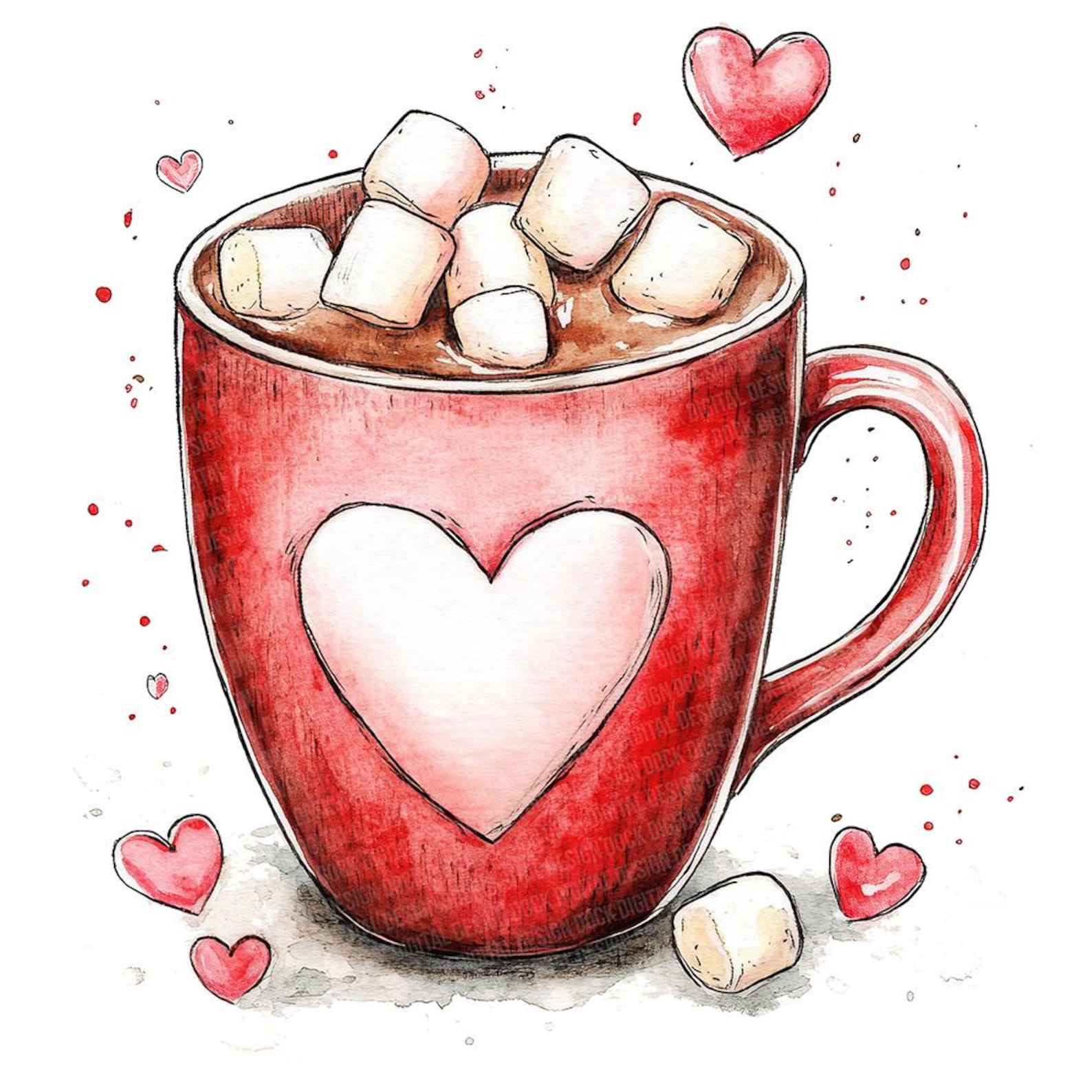 Hot Cocoa PNG Clipart, 12x Valentine Mug Clip Art Set,printable ...