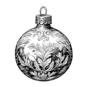 Ornate Bauble Clip Art, 12x Vintage Christmas Ornament Sketch Clipart ...