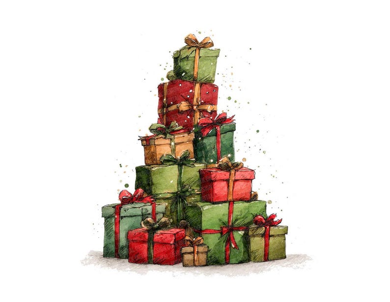 Christmas Gift Stack PNG Clipart, 12x Holiday Present Tree Clip Art Set ...