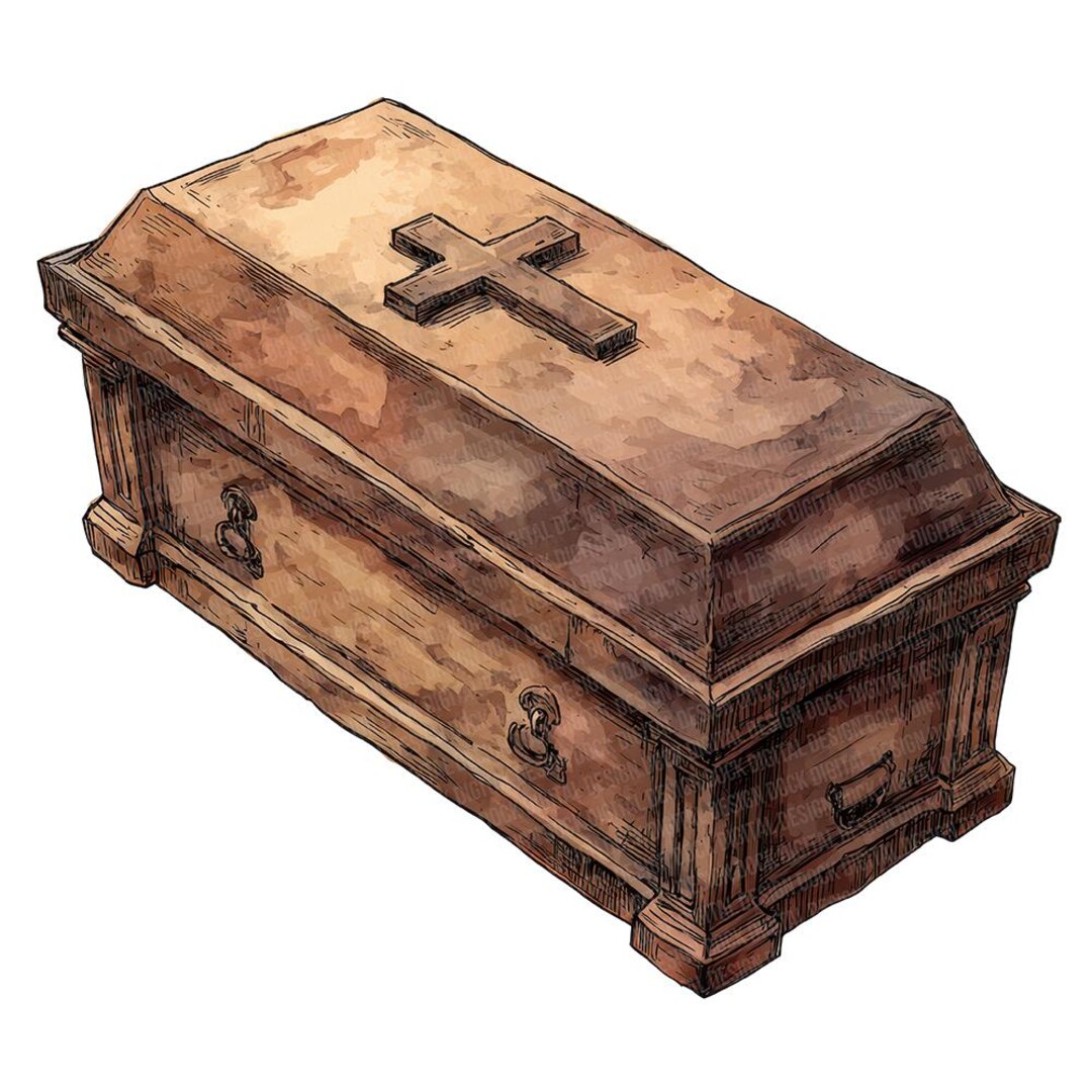 Wooden Coffin PNG Clipart, 12x Watercolor Halloween Clip Art Set ...