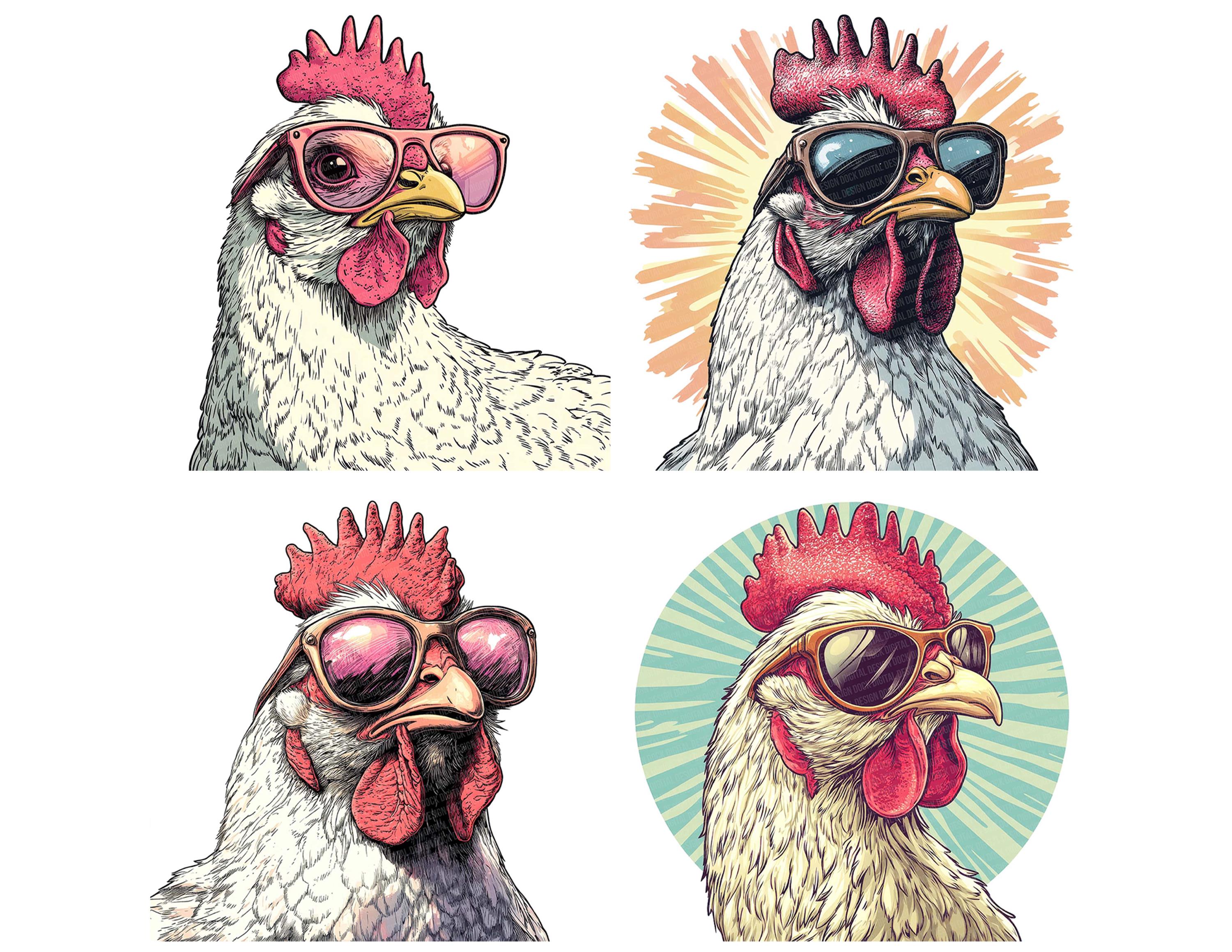 Cool Chicken PNG Clipart, 12x Funky Chicken Clip Art Set, Printable ...
