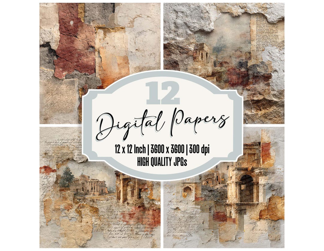 Roman Fresco Layers Digital Paper Pack With Ancient Ruins and ...