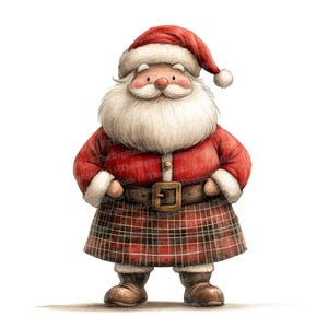 12x Scottish Santa in Kilt Clipart, Watercolor Christmas Clipart,high ...