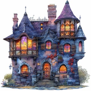 Wizard House Clipart, 12 Jpgs, Storybook House Clipart, Printable ...