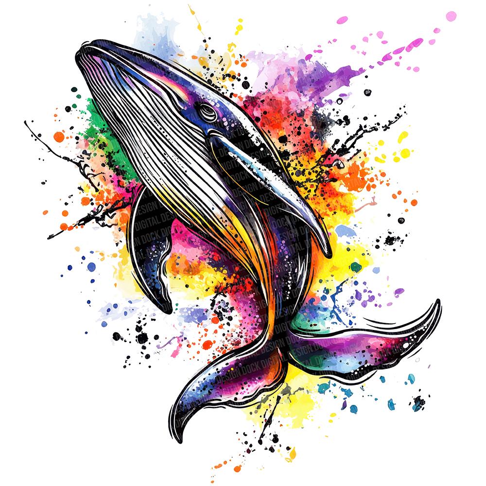 Whale PNG Clip Art, 12x Watercolor Splatter Whale Clipart PNG Set ...