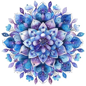 Floral Mandala Clipart, 12 Jpgs, Floral Pattern Clipart, Printable ...