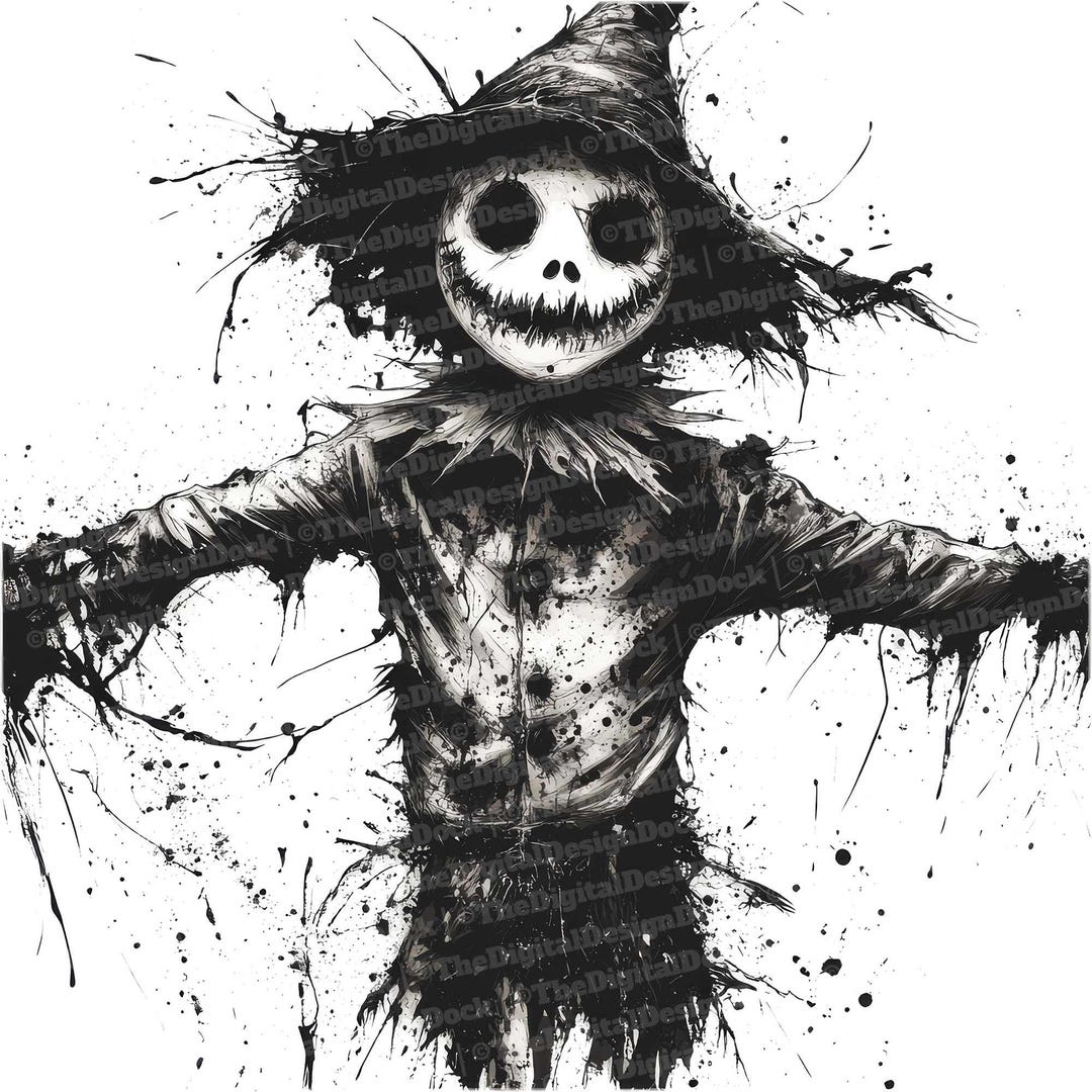 12x Horror Scarecrow Clipart Set, Watercolor Halloween Art, Printable ...