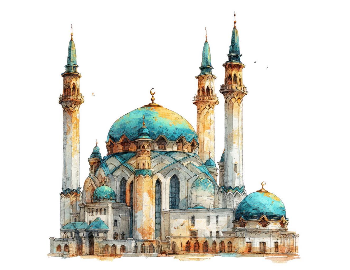Islamic Mosque PNG Clipart, 12x Watercolor Mosque Clip Art Set ...