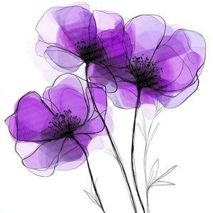 Royal Purple Floral PNG Clip Art, 12x Abstract Flower Clipart Set ...