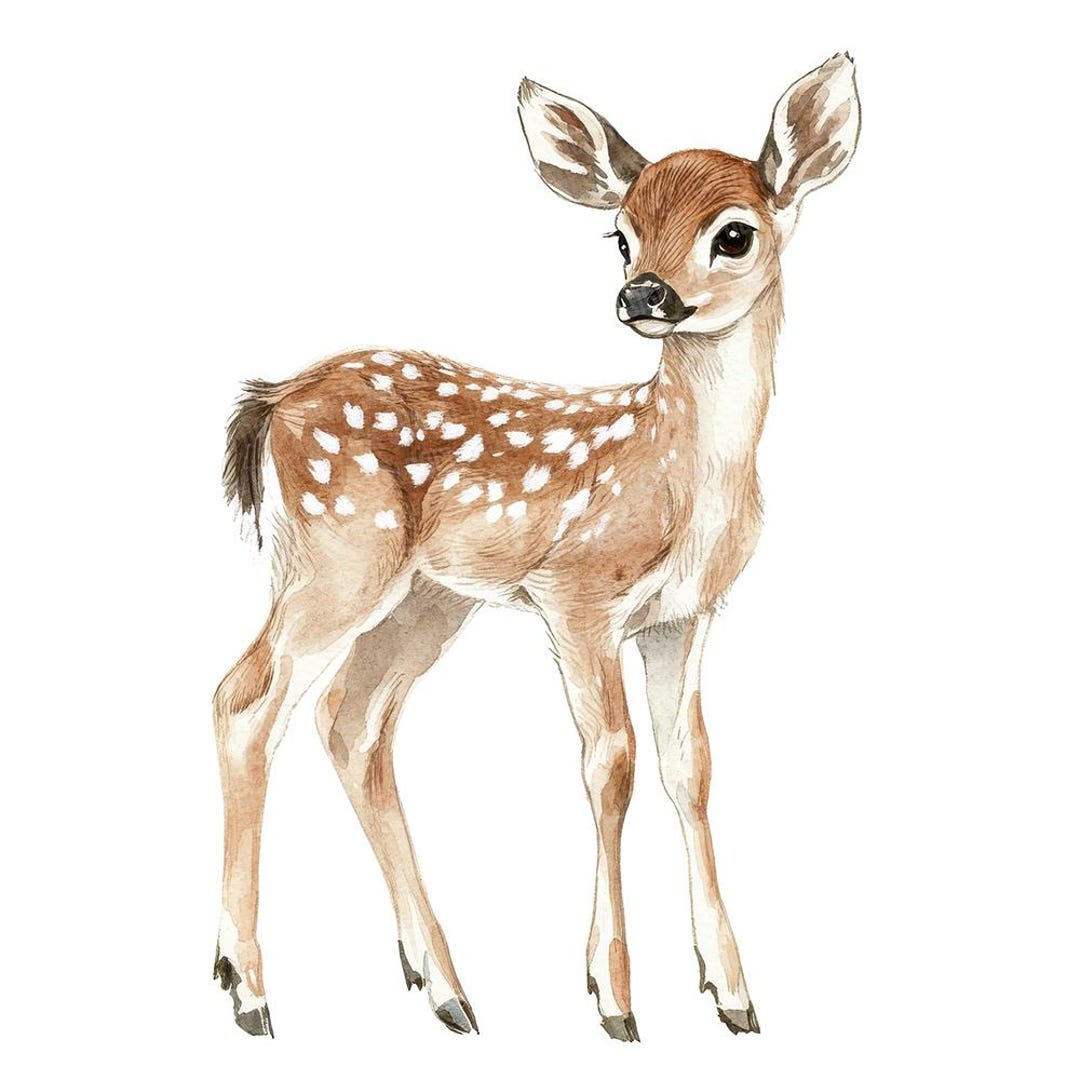 Deer PNG Clipart, 12x Watercolor Fawn Illustrations, Printable Clip Art ...