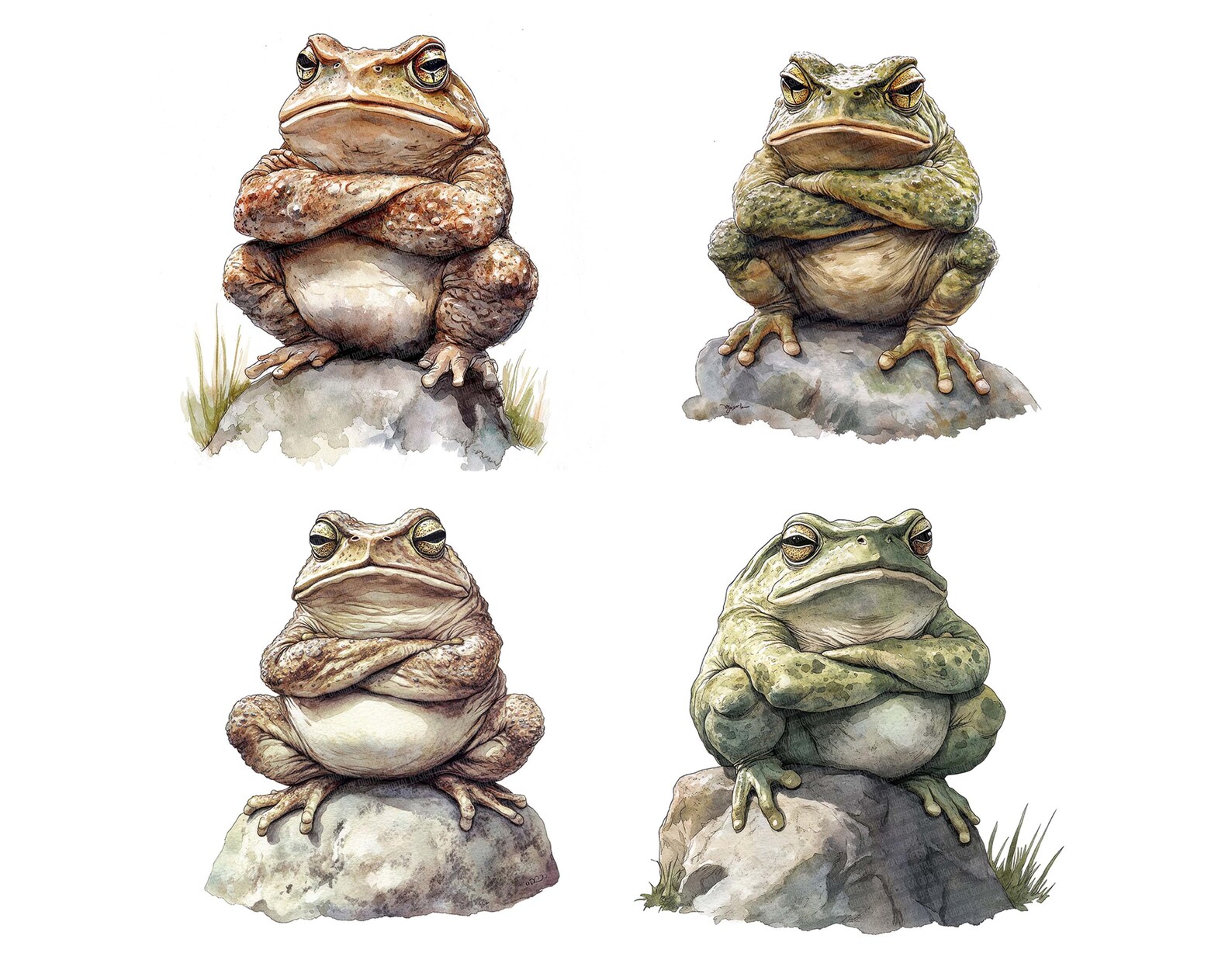 Grumpy Toad PNG Clipart, 12x Angry Frog Clip Art Set, Printable ...
