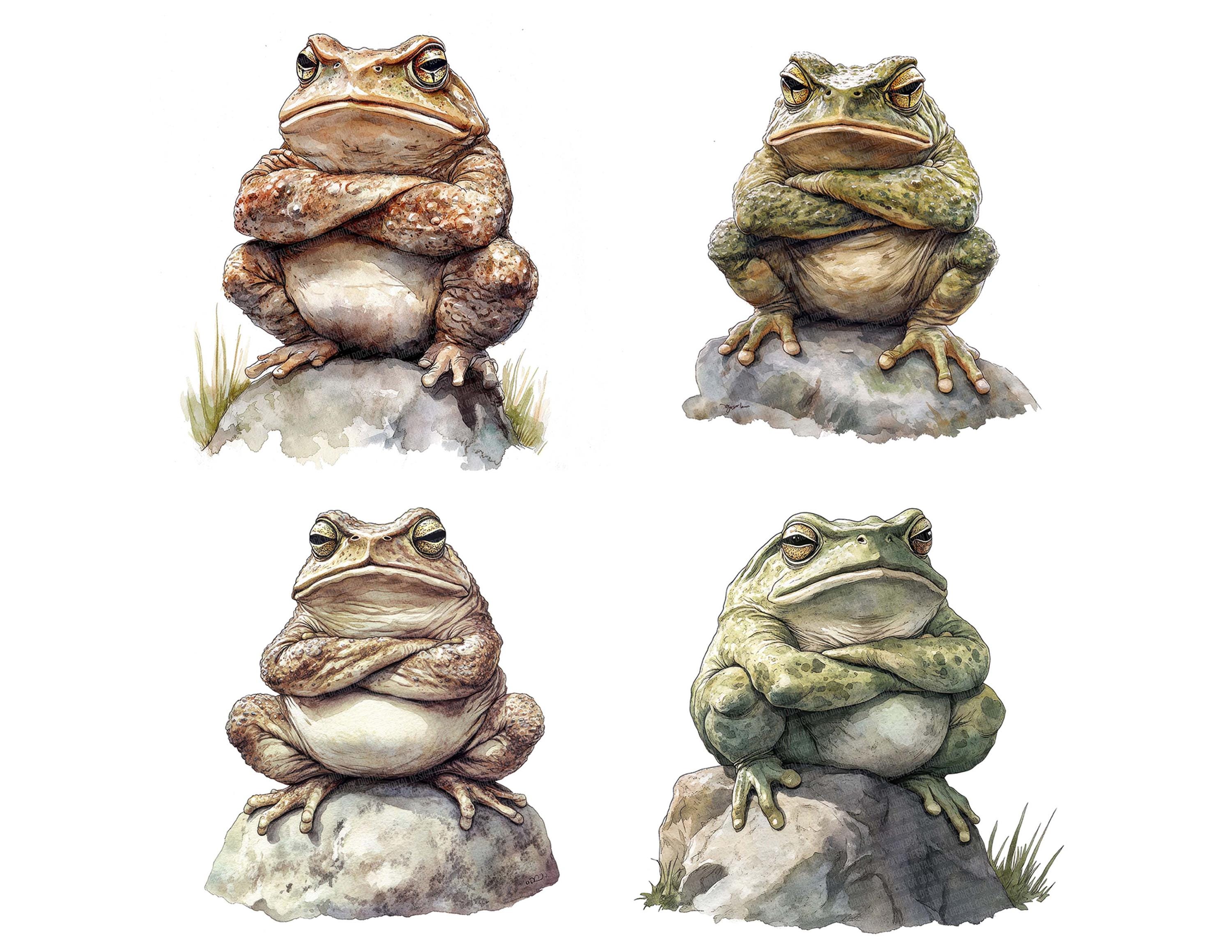 Grumpy Toad PNG Clipart, 12x Angry Frog Clip Art Set, Printable ...