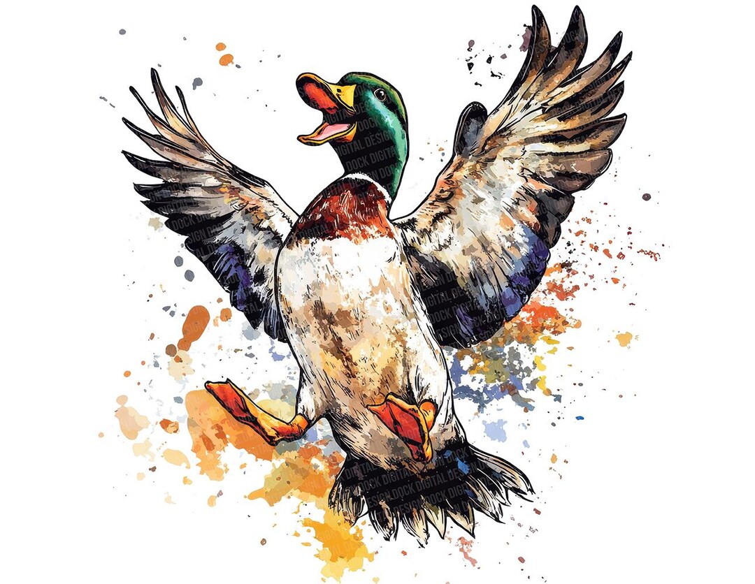 Mallard Duck PNG Clipart, 12x Flying Duck Clip Art Set, Printable ...