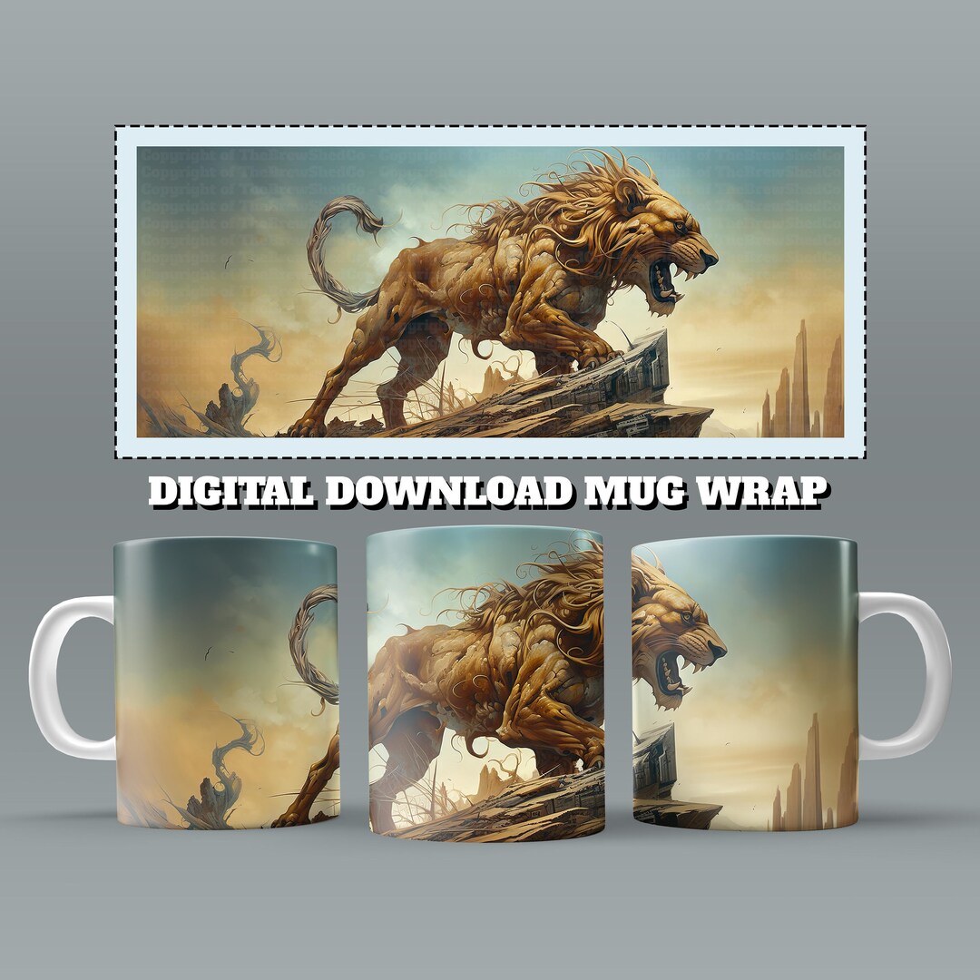 Salvador Dali Lion Mug Wrap, 11oz & 15 Oz Mug Sublimation Design, Lion ...