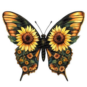 Sunflower Butterfly PNG Clip Art, 12x Floral Wing Clipart PNG Set ...