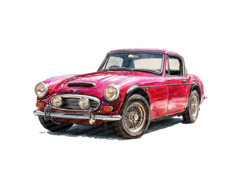 12x Sports Car PNG Clipart, Watercolor Retro Car Clip Art Set, Vintage ...