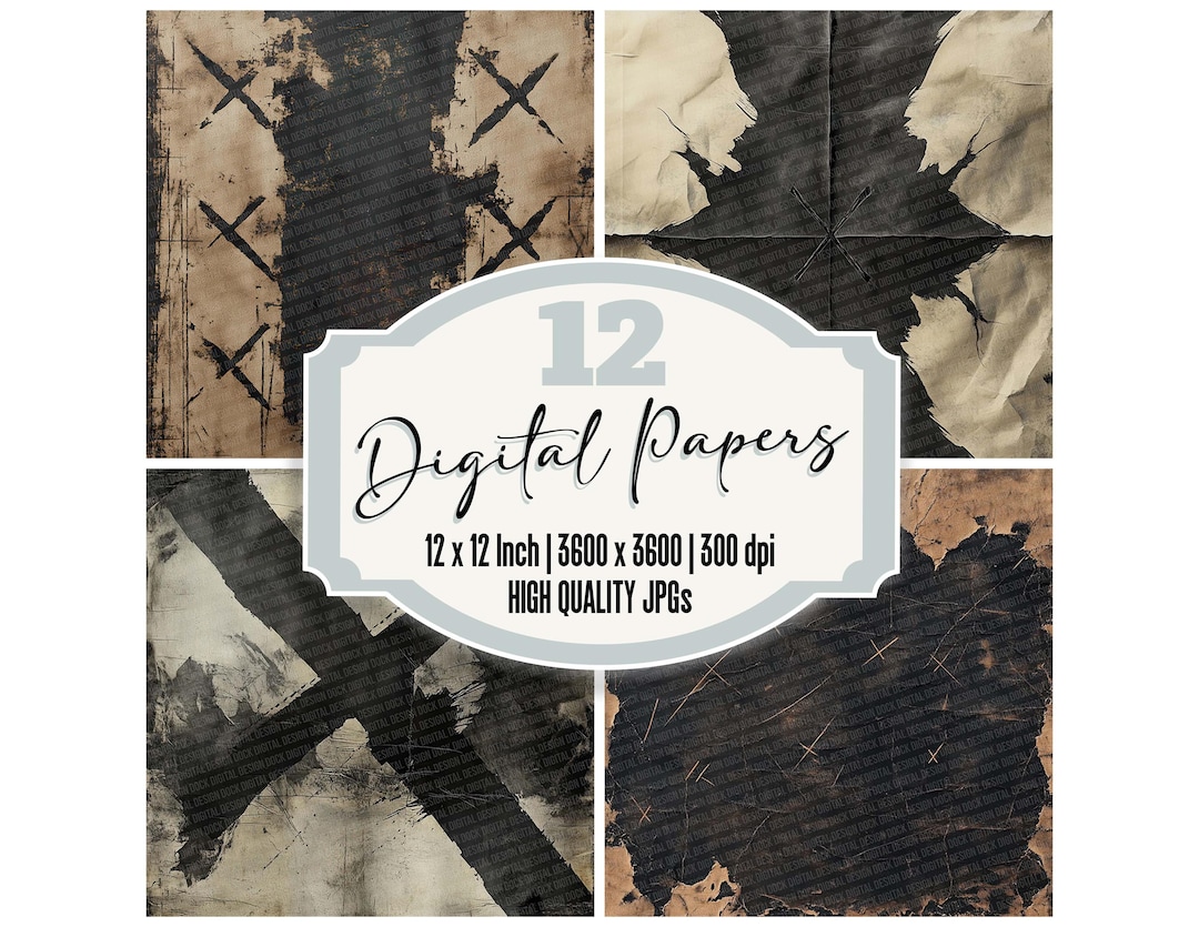 12x Obsidian Stitch Relic Junk Journal Paper Digital Paper Pack ...