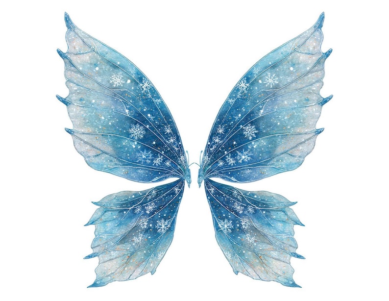 Fairy Wings PNG Clipart, 12x Frosted Snowflake Wings Art, Printable ...