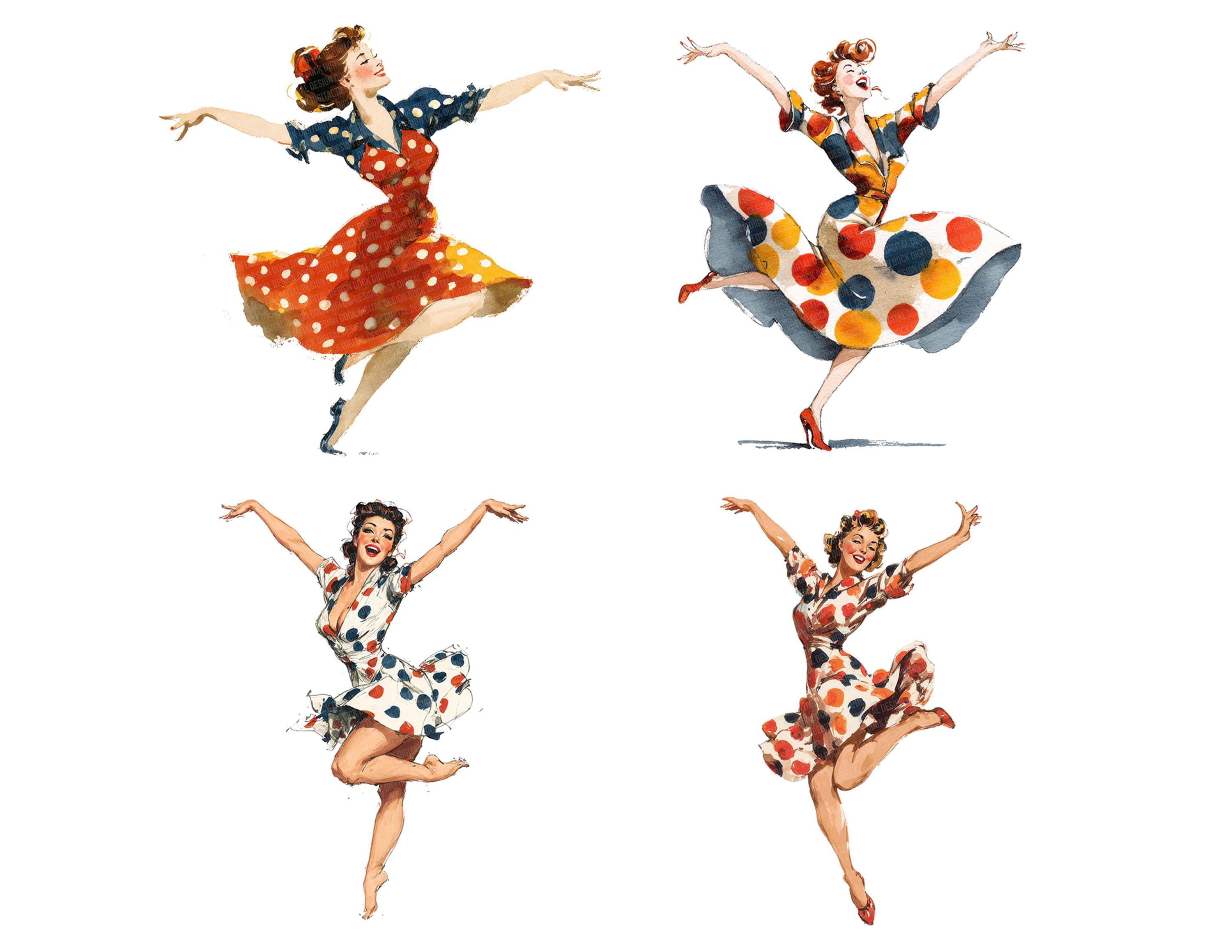 Jitterbug Dancer PNG Clipart, 12x 1940s Retro Dance Clip Art Set ...