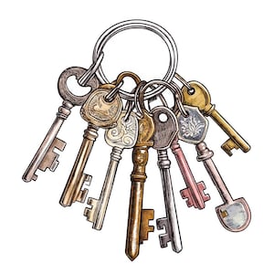 Antique Key PNG Clipart, 12x Vintage Keys Clip Art Set, Printable ...